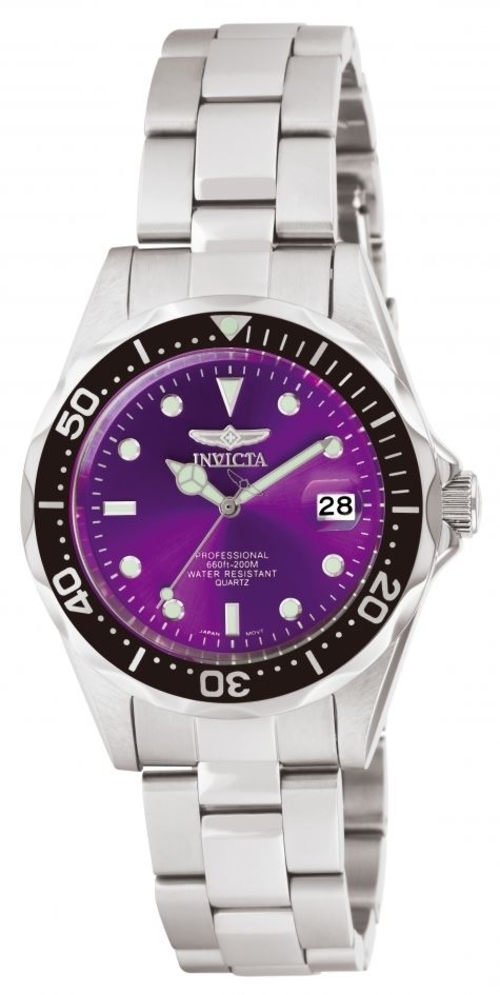 Invicta Men's 10668 Pro Diver Quartz 3 Hand Purple Dial Watch